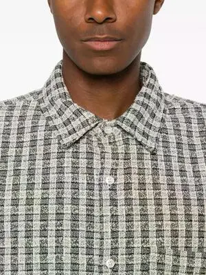 NAHMIAS Check-pattern Short-sleeve Cropped Cotton Shirt