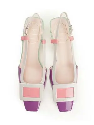 ROGER VIVIER Belle Vivier Patent Leather Slingback Pumps - Multicolor
