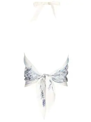 FERRAGAMO Silk Foulard Top With Oriental Print