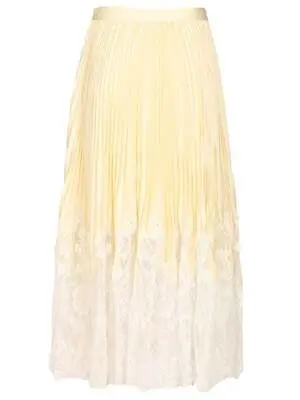 SELF-PORTRAIT Satin Lace Midi Skirt
