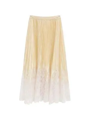 SELF-PORTRAIT Satin Lace Midi Skirt