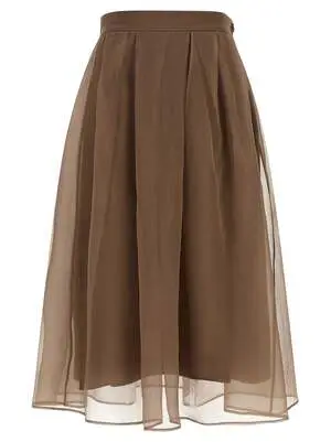 Brunello Cucinelli Circle Midi Skirt - Brown