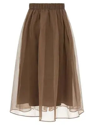 Brunello Cucinelli Circle Midi Skirt - Brown