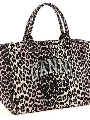 GANNI Leopard Sequin Tote Bag - Pink