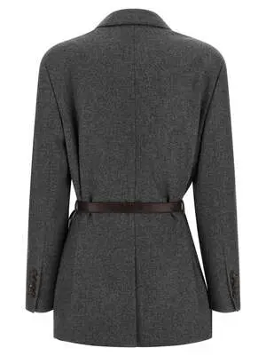 Brunello Cucinelli Single-breasted Virgin Wool And Cashmere Blazer - Gray