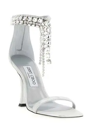 JIMMY CHOO Verity Embellished Laminated Suede Sandals