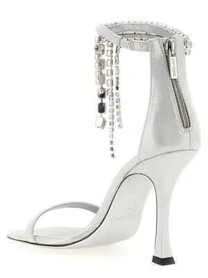 JIMMY CHOO Verity Embellished Laminated Suede Sandals