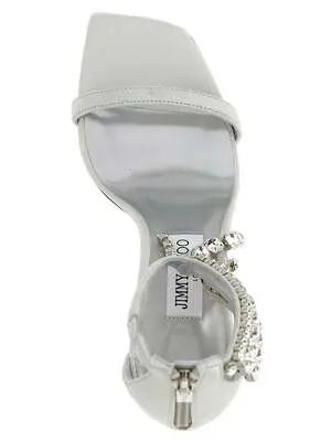 JIMMY CHOO Verity Embellished Laminated Suede Sandals
