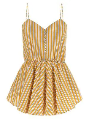 Andamane The Attico Celeste Striped Cotton Poplin Jumpsuit - Yellow