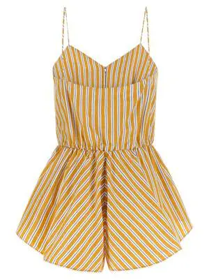 Andamane The Attico Celeste Striped Cotton Poplin Jumpsuit - Yellow