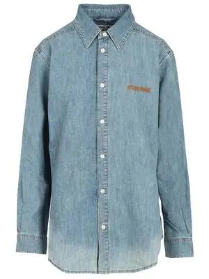 Miu Miu Bleached Chambray Shirt - Blue