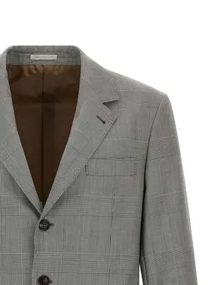 Brunello Cucinelli Prince Of Wales Blazer - Gray