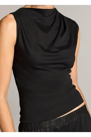 Vince Pima Cotton Draped Sleeveless Top
