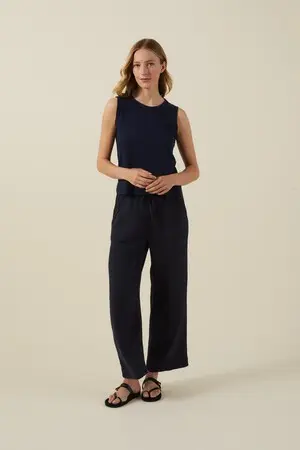 Velvet By Graham & Spencer Franny Cotton Gauze Wide Leg Pants - Black
