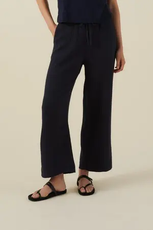 Velvet By Graham & Spencer Franny Cotton Gauze Wide Leg Pants - Black