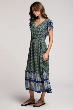 Velvet By Graham & Spencer Cheryl Midi Dress With Ruffled Skirt