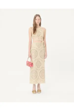 Valentino Garavani Floral Stamp Blanket Top - Silver