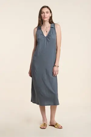 Velvet By Graham & Spencer Velvet By Graham & Spencer York Cotton Slub Midi Dress - Grey