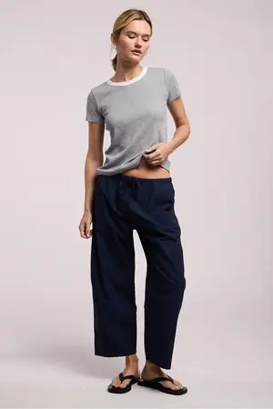 Velvet By Graham & Spencer Allegra Cropped Wide Leg Cotton Poplin Pants - Black