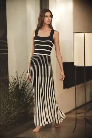 Velvet By Graham & Spencer Aveline Striped Maxi Dress - Black