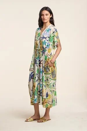 Velvet By Graham & Spencer Pippa Printed Cotton Voile Kaftan Dress