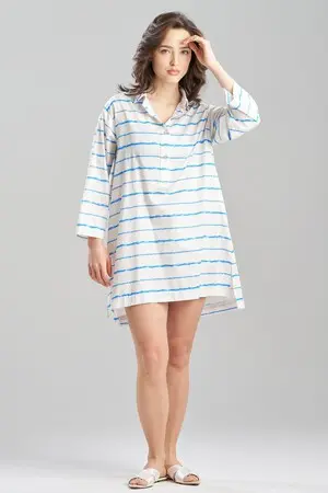 Natori Shibori Cotton Sateen Sleepshirt - Blue