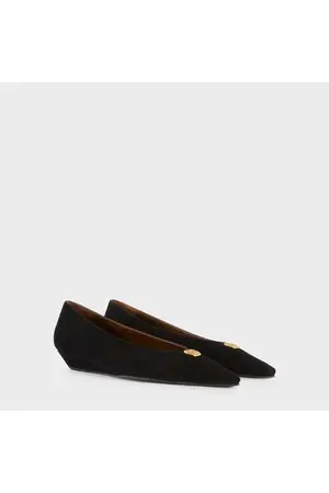 GIUSEPPE ZANOTTI Suede Ballet Flats With Gold Tone Logo Seal