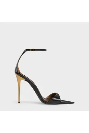 GIUSEPPE ZANOTTI Leather Pointed Open-toe Sandals With Gold Stiletto Heel