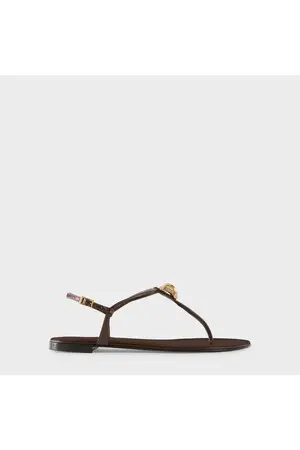 GIUSEPPE ZANOTTI Flat Leather Thong Sandal With Embellishments