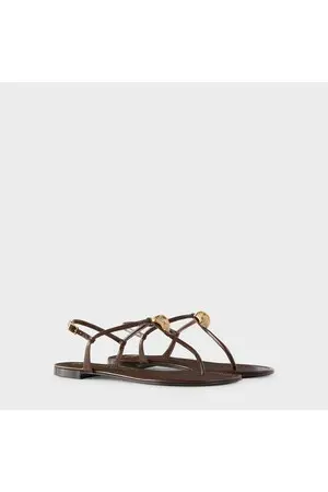 GIUSEPPE ZANOTTI Flat Leather Thong Sandal With Embellishments