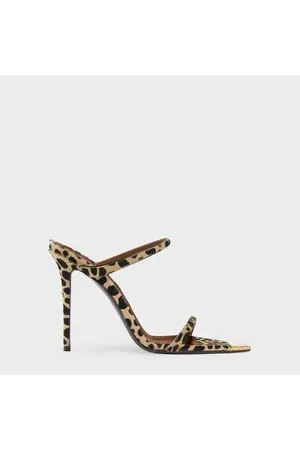 GIUSEPPE ZANOTTI Intriigo Savage 105 Leopard Pony Skin Mule Sandals - Gold