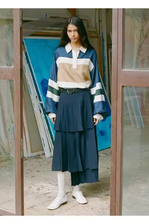 Sea Taliyah Pleated Tiered Midi Skirt