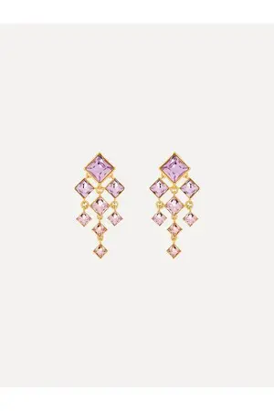 Oscar De La Renta Square-cut Rhinestone Chandelier Clip-on Earrings - Natural