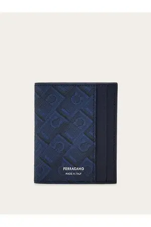 FERRAGAMO Monogram Credit Card Holder - Navy