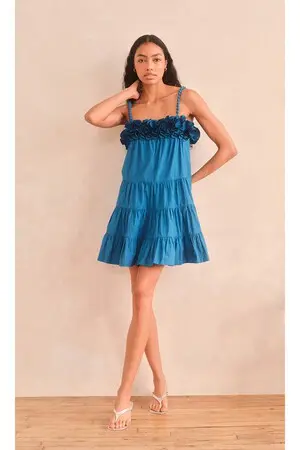 Saylor Carie Tiered Mini Dress With Ruffled Bodice - Blue