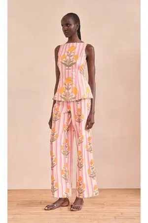 Saylor Kirby Set Peplum Top & Wide Leg Pants