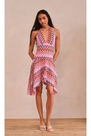 Saylor Lissie Dress Gingham Mini With Puff Sleeves And Eyelet Trim - Pink