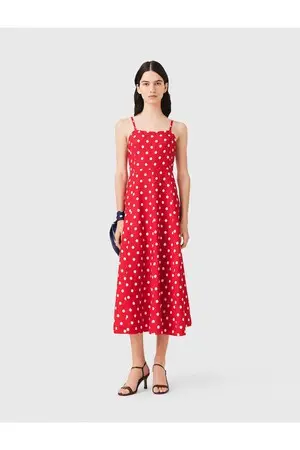 Maje Polka Dot Backless Linen-blend Maxi Dress - Gold