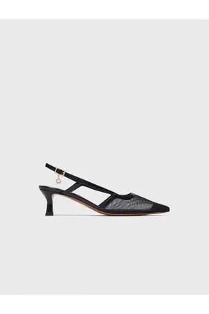 Maje Leather And Mesh Slingbacks - Black