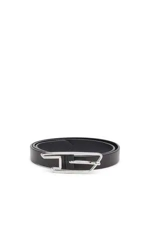 DIESEL® Diesel Slim Pull-Up Leather Belt With D Buckle Black