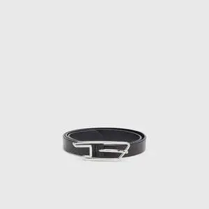 DIESEL® Slim Pull-up Leather Belt With D Buckle - Black