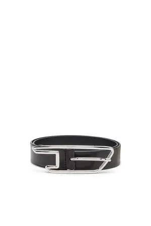 DIESEL® Pull-up Leather Belt With D Buckle - Black