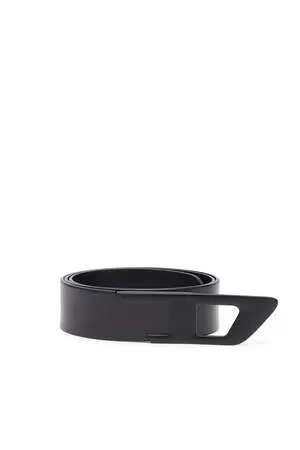 DIESEL® 4cm Leather Belt With D Buckle - Black