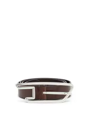 DIESEL® Leather Belt With D-logo Buckle - Brown