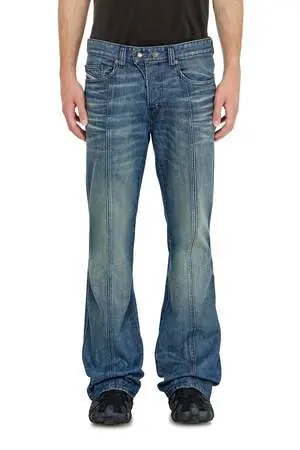 DIESEL® Bootcut Jeans With Double Button Fly And Embroidered Detail - Blue