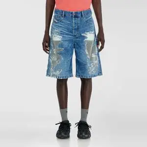DIESEL® X Tinder "for Successful Loving" Devoré Denim Shorts - Blue