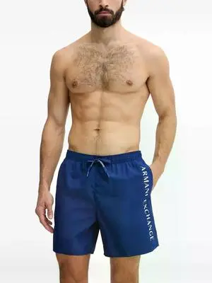 Armani Exchange Logo Print Drawstring Swim Shorts - Blue