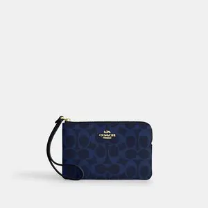 COACH OUTLET COACH Outlet Signature Canvas Wristlet Gold/navy
