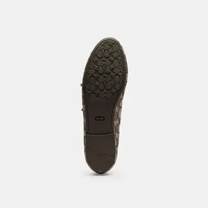 COACH OUTLET Coach Signature Jacquard Double Buckle Mary Jane Flats - Oak/maple