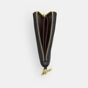 COACH OUTLET Small Corner Zip Wallet In Signature Canvas - Gold/walnut/black